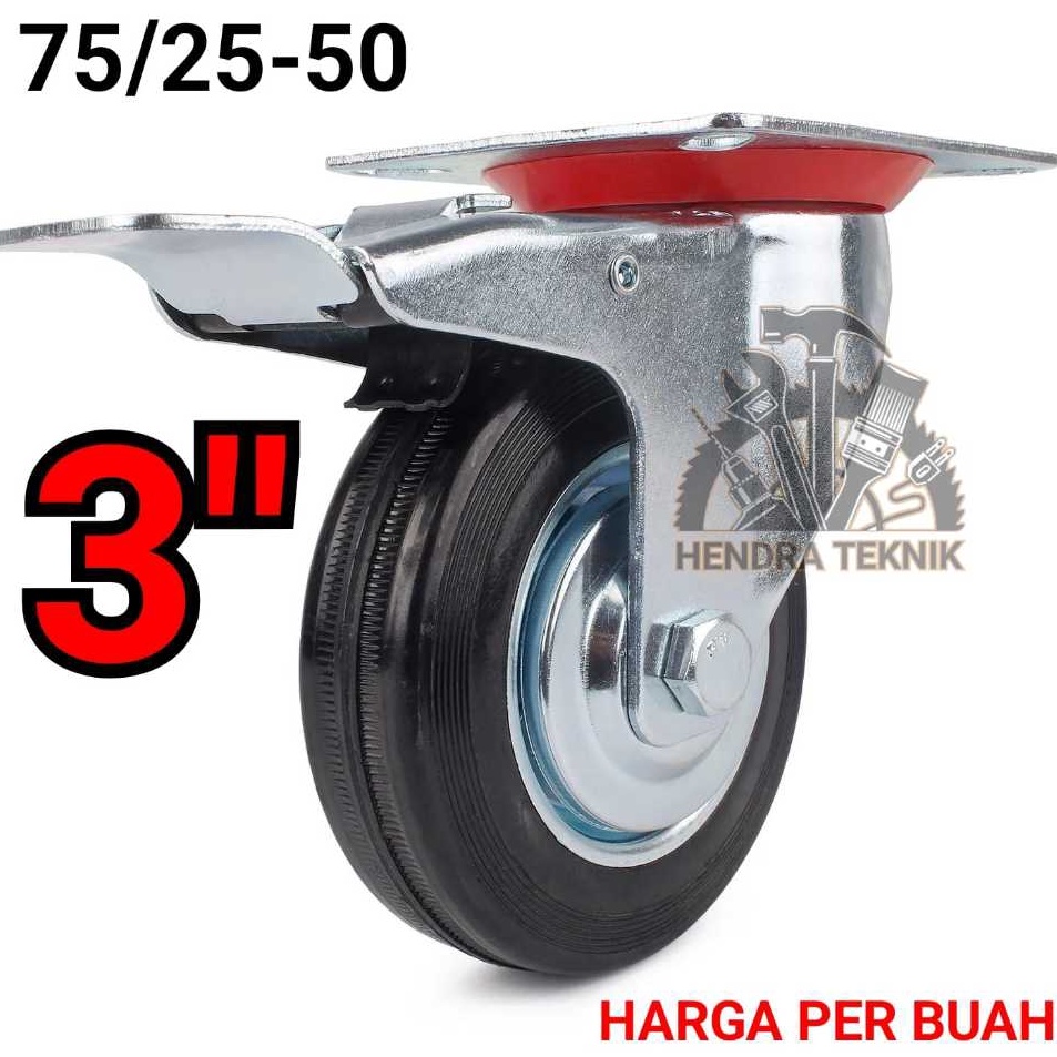 Jual Penawaran khusus RODA KARET REM HIDUP 3 RODA TROLI 3 INCI RODA ...