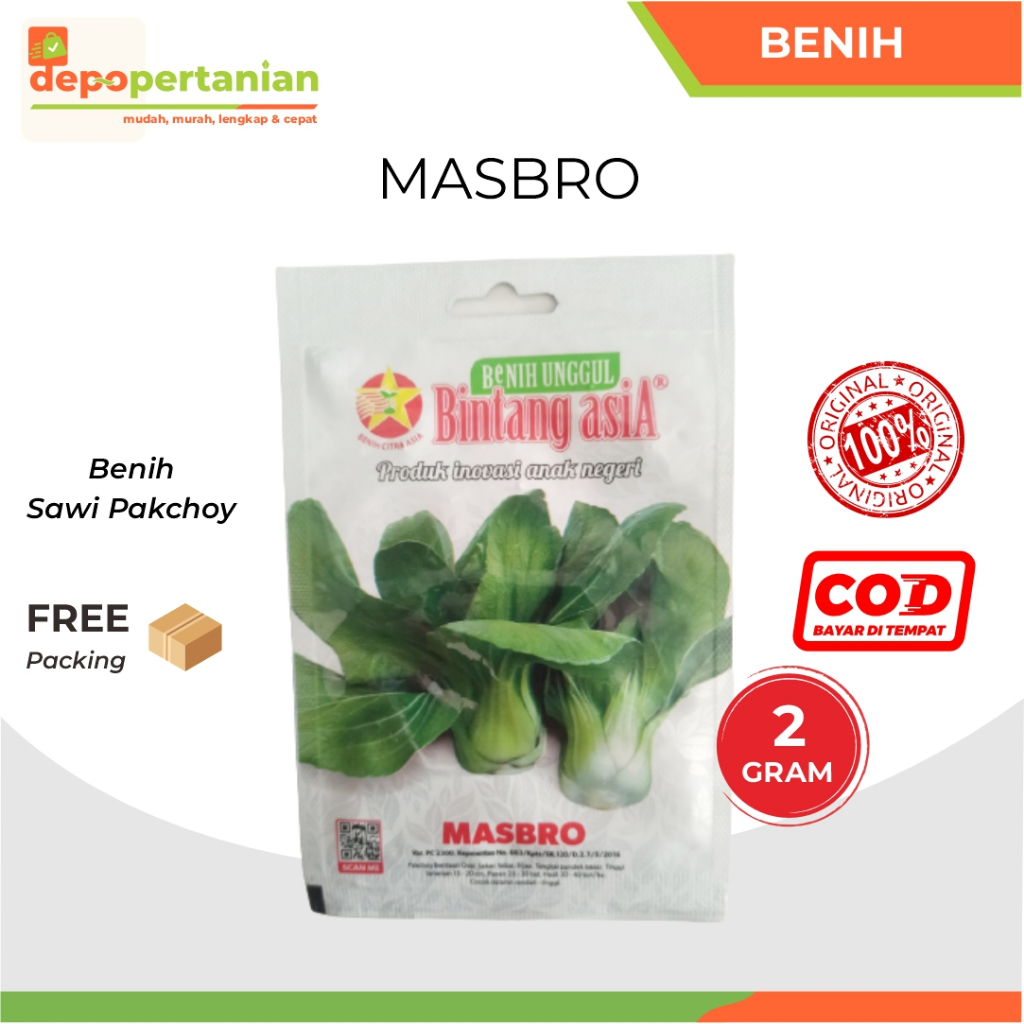 Jual Depo Pertanian - Benih Sawi Pakcoy Masbro 2 gram Bibit Pakcoy ...