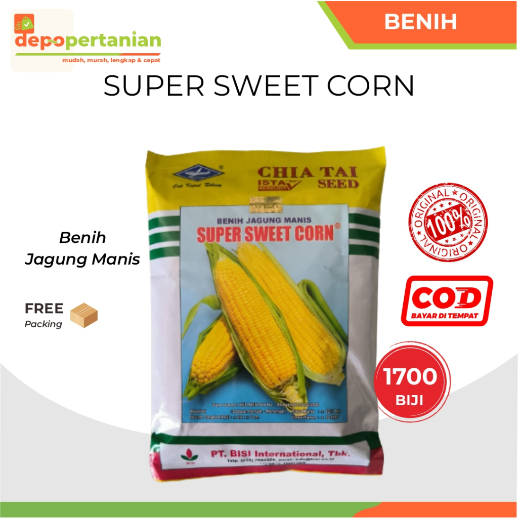 Jual Benih Jagung Manis Super Sweet Corn 250 gram (1700 Biji) Cap Kapal Terbang | Shopee Indonesia