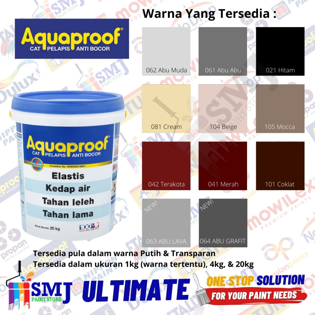 Jual Cat Pelapis Anti Bocor Waterproofing AQUAPROOF 062 Abu Muda 20kg | Shopee Indonesia