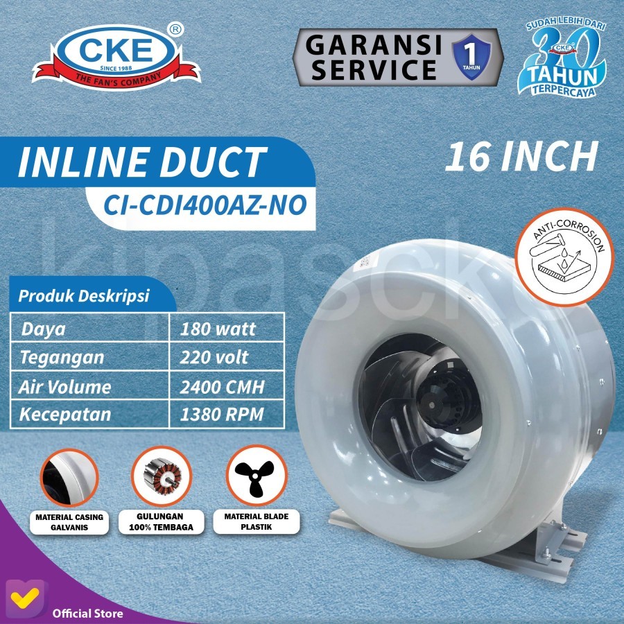 Jual Duct Inline CI-CDI400AZ-NO CKE Fan Blower Booster Hisap Udara ...