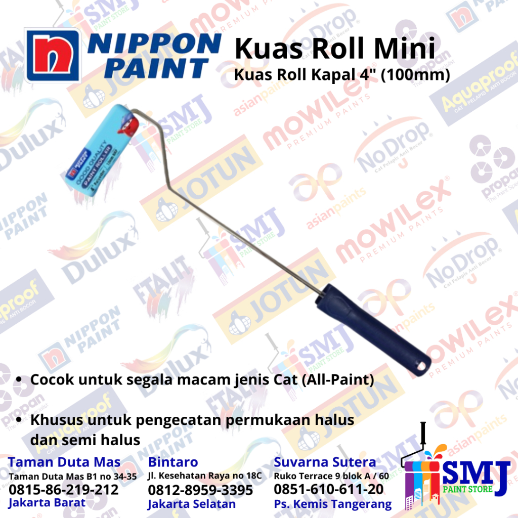 Jual Kuas Roller Cat Tembok Nippon Paint Roller Mini NP 4 inch | Shopee ...