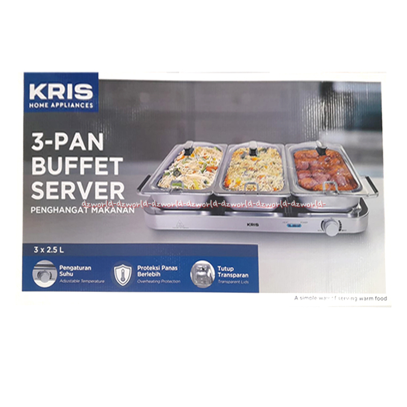 Jual Kris 3Pan Buffet Server 3Slice Alat Penghangat Makanan 2.5L ...