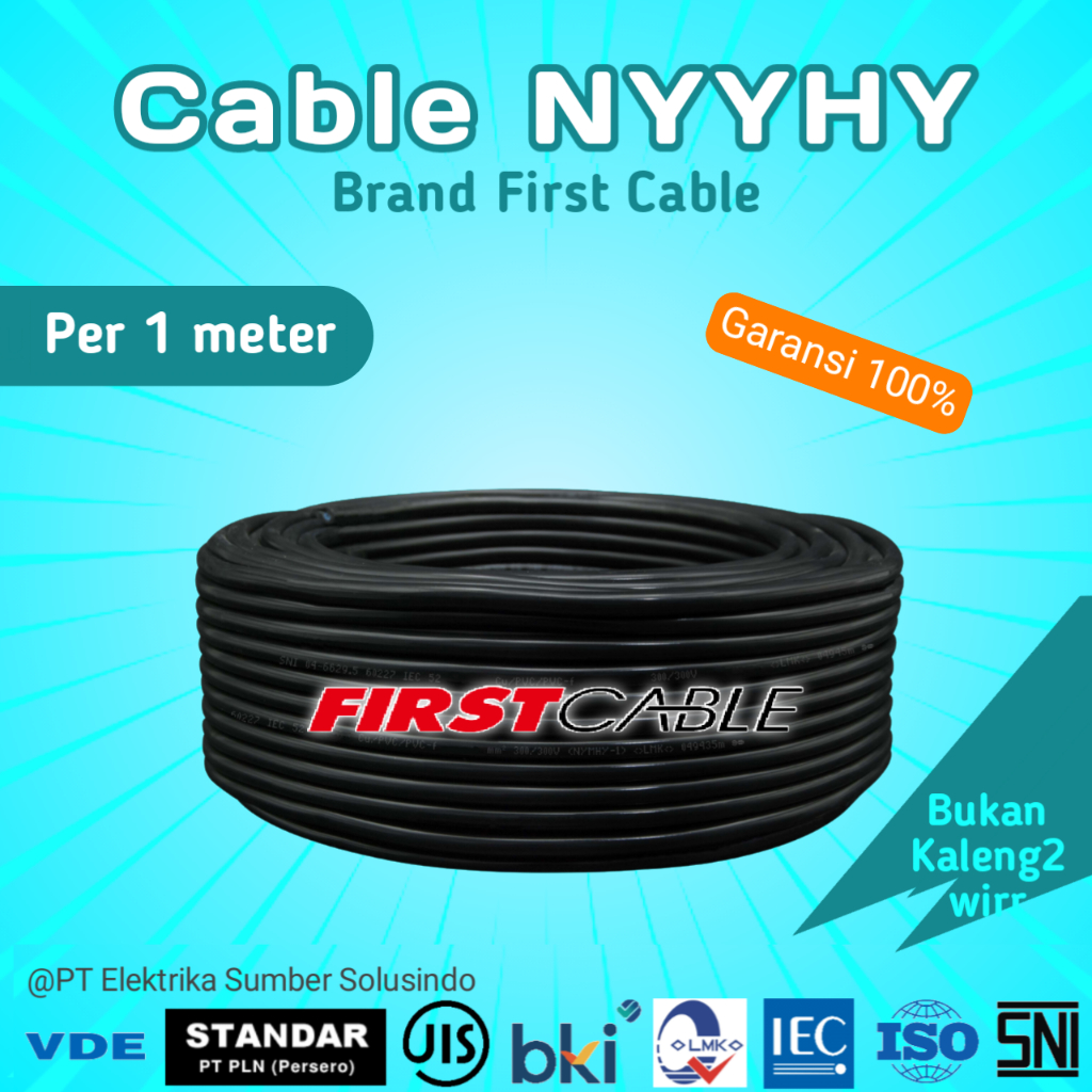 Jual Kabel Listrik NYYHY 2x4 mm2 Serabut Tembaga Murni merek FIRST ...