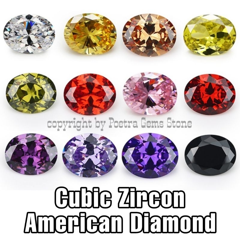 Jual Batu Permata Cubic Zirconia American Diamond Cutting Oval A3 ...