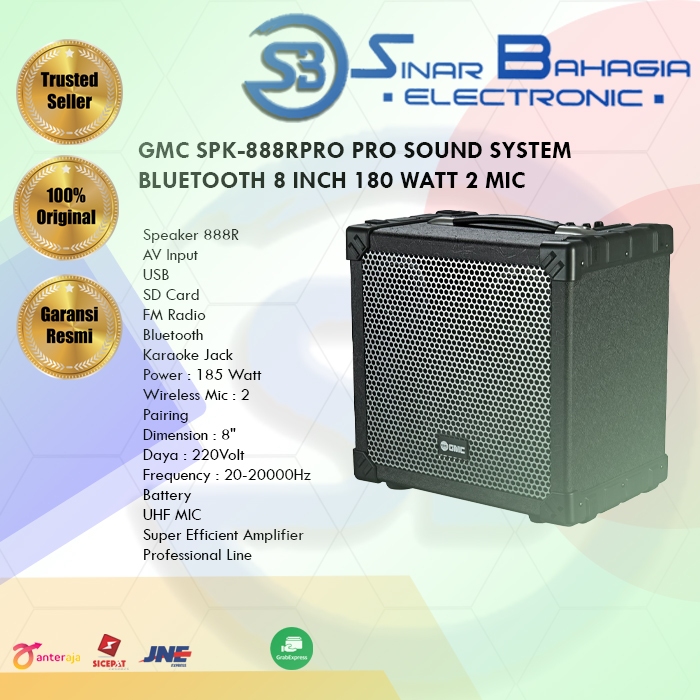 Jual GMC SPK-888RPRO PRO SOUND SYSTEM BLUETOOTH 8 INCH 180 WATT 2 MIC ...