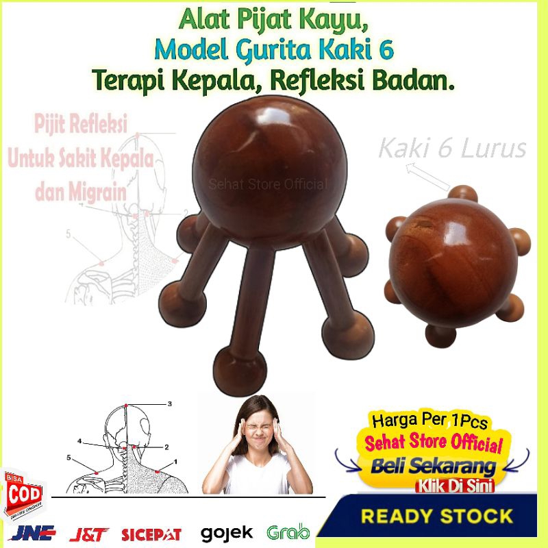 Jual Alat Pijat Kayu Cumi Model Gurita Kaki 6 Pijet Kepala Terapi Pala ...