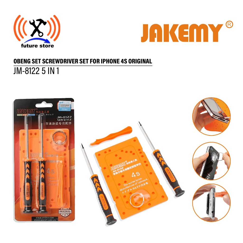Jual JAKEMY JM-8122 OBENG SET 5 IN 1 FOR IPHONE 4 ORIGINAL | Shopee ...