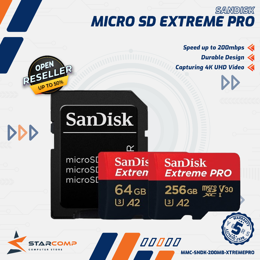 Jual Micro SD Sandisk Extreme Pro 200Mbps 128GB 64GB U3 A2 V30 for 4K Video | Shopee Indonesia