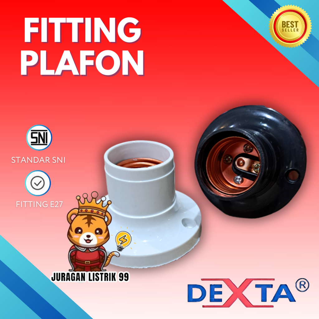 Jual DEXTA Fitting Fiting Plafon Bulat PUTIH HITAM DX-211L Tempel Murah ...