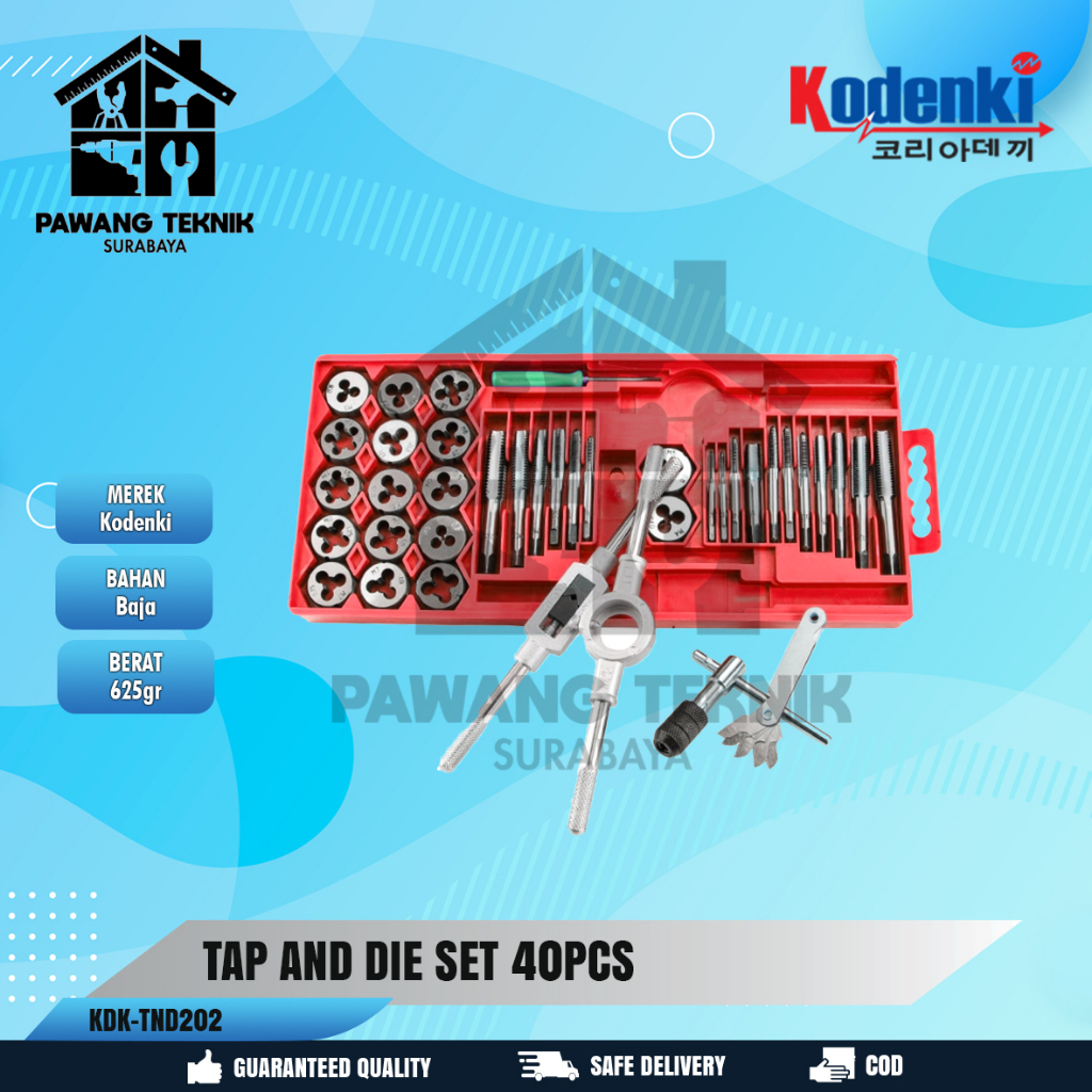 Jual Kodenki Hand Tap And Die Set 40pcs Alat Tap Pembuat Ulir Senai ...