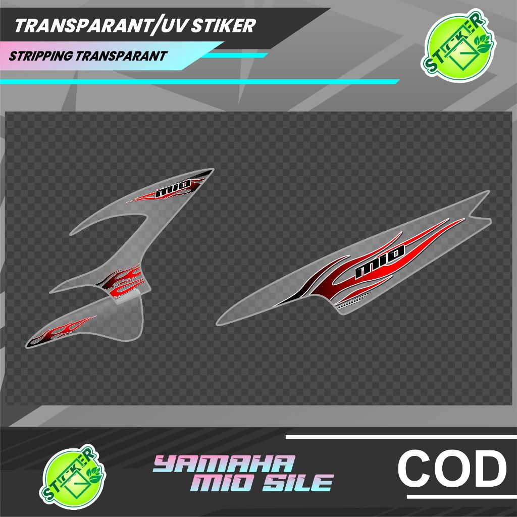 Jual STRIPPING TRANSPARAN UV CLEAR SIMPEL YAMAHA MIO SILE API MERAH ...