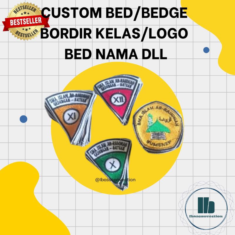 Jual Custom Bed Bedge Nama Kelas Logo Sekolah Bordir | Shopee Indonesia
