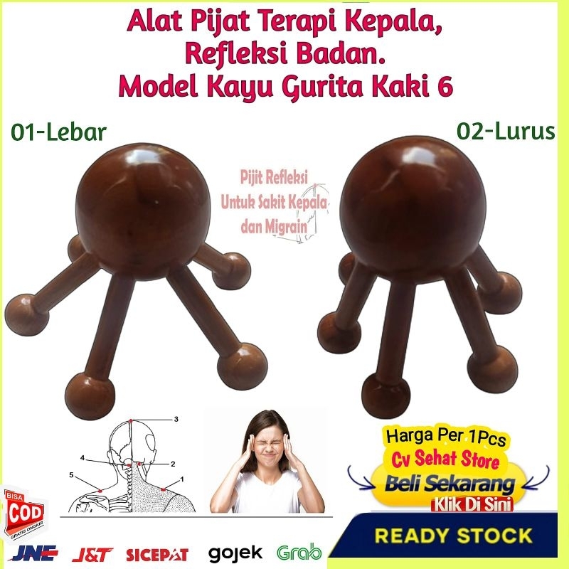 Jual Alat Pijat Kayu Cumi Gurita Kaki 6 Pijet Urut Kepala Terapi Badan Refleksi Punggung Pijit ...