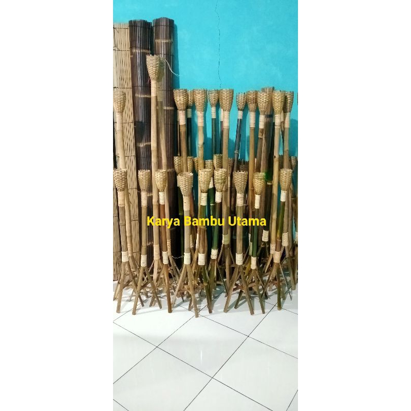 Jual obor bambu Tinggi 1 meter BERDIRI ~ obor hiasan pakai KAKI ...