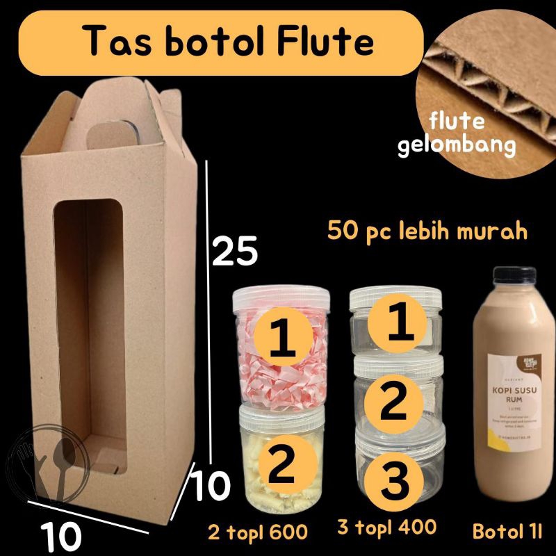 Jual box eflute gable 10x10x25 gable toples / botol 1 liter / botol es ...