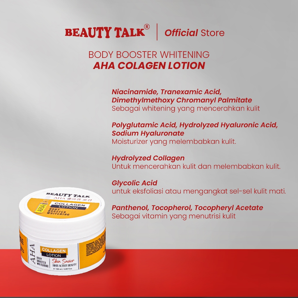 Jual BEAUTY TALK AHA Collagen Lotion 100ML - Lotion Pencerah Kulit ...