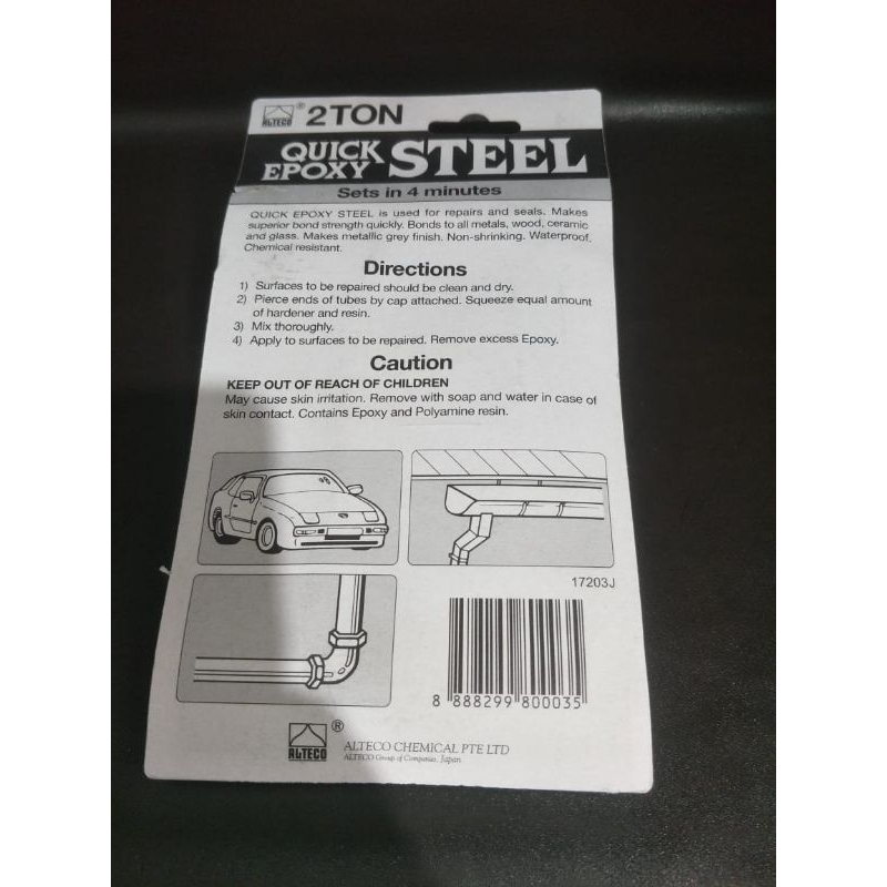 Jual Lem Besi 4 Menit ALTECO 2 Ton Quick Epoxy Steel 56.7g ORIGINAL | Shopee Indonesia