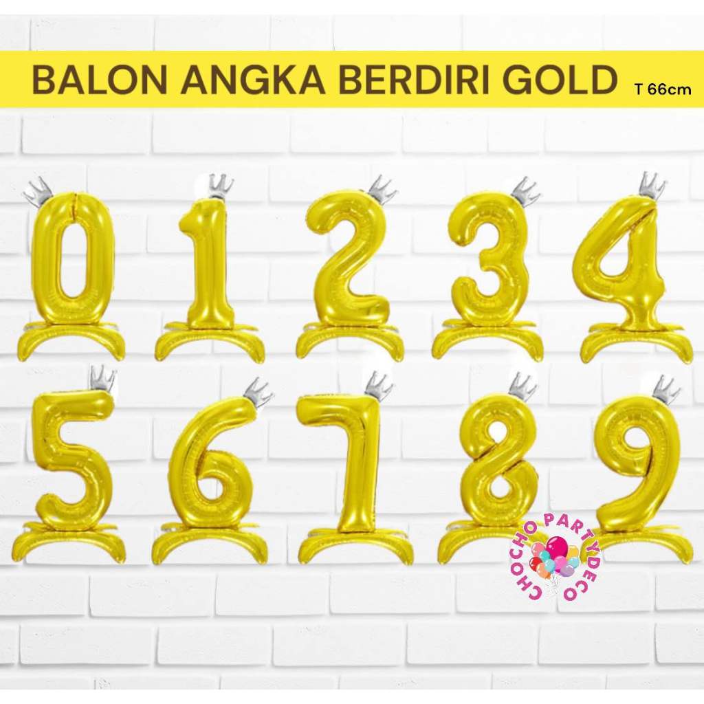 Jual Balon ANGKA BERDIRI GOLD / Balon Foil Angka 80cm / Balon Angka ...