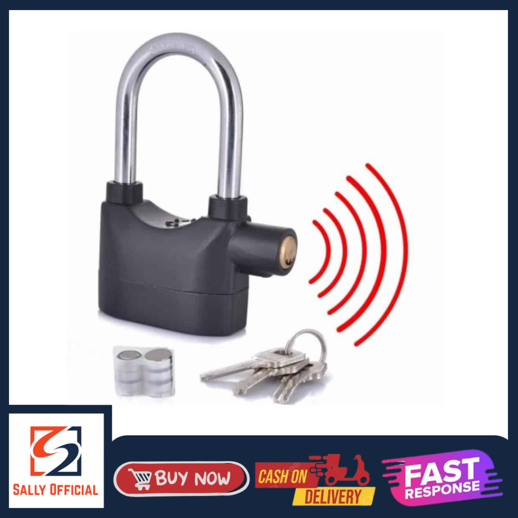 Jual Gembok Alarm Anti Maling Kunci Gerbang Pintu Rumah Rantai Alarm ...