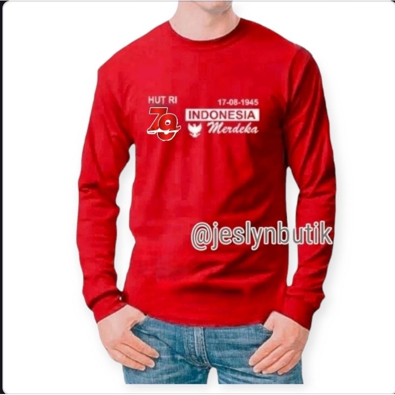 Jual KAOS HUT RI 79 KEMERDEKAAN RI KE 79 LENGAN PANJANG KAOS ATASAN KEREN SIMPLE KAOS 17 AGUSTUS ...