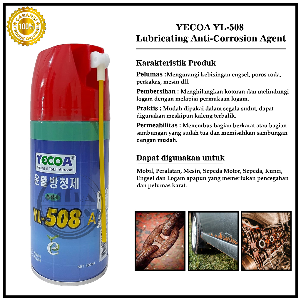 Jual YECOA YL-508A Lubricant Pelumas Serbaguna Anti Karat / Anti Korosi Lubricating 360ml ...