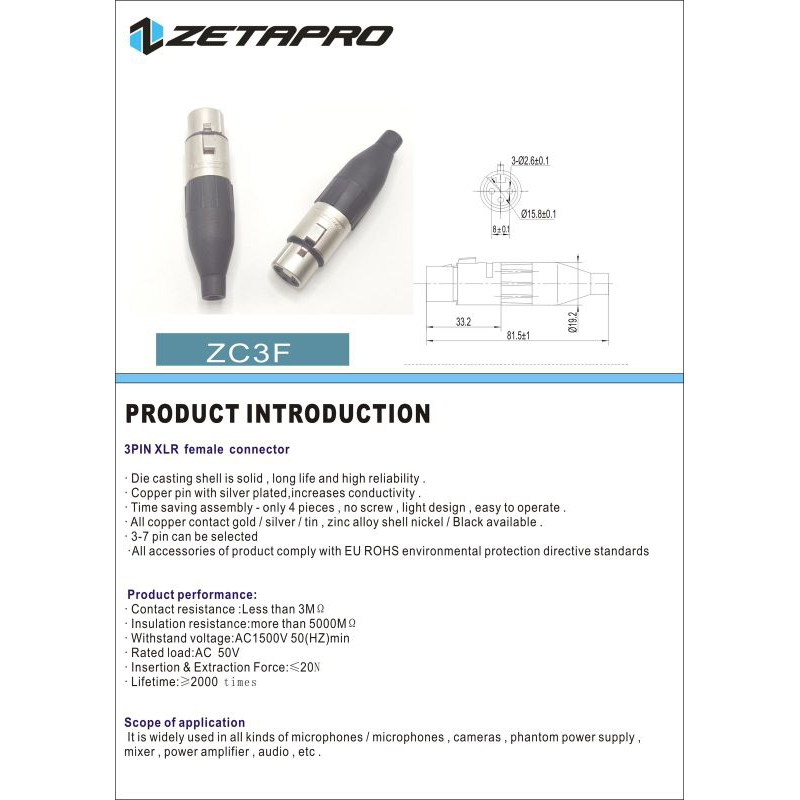 Jual JACK CANON XLR JEK CANON MIK ZETAPRO HARGA 1SET | Shopee Indonesia