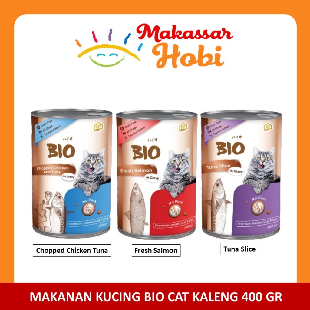 Jual Bio Cat Kaleng 400gr Makanan Kucing Basah Wet Food Tuna Salmon ...