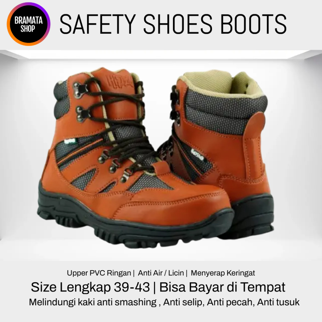 Jual Safety Shoes Sepatu Boot Kerja Pria Outdoor Anti Slip High ...