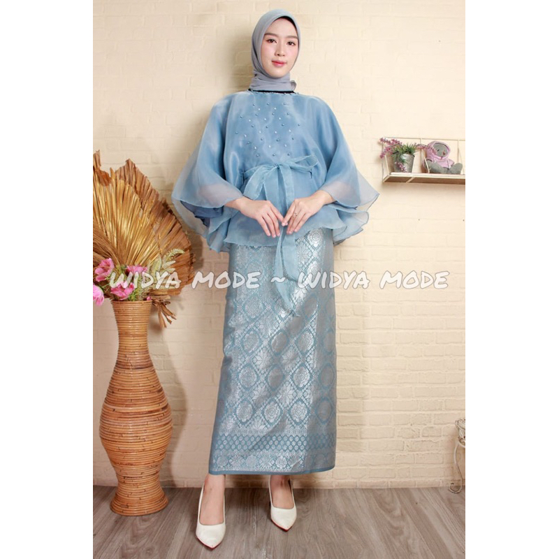 Jual ( COD ) Tunik Organza Set Rok Songket / Tunik Mewah / Tunik Wisuda ...