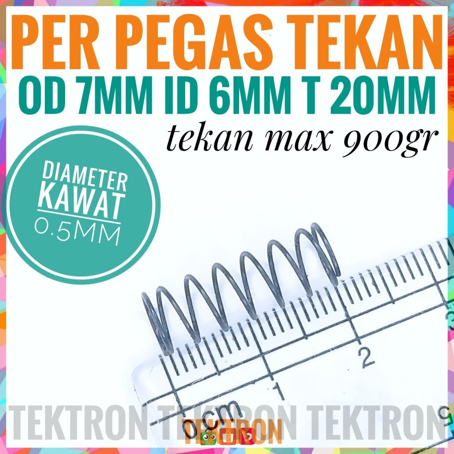 Jual PER. PEGAS TEKAN SPRING OD 7mm ID 6mm T 20mm d kawat 0.5mm max ...