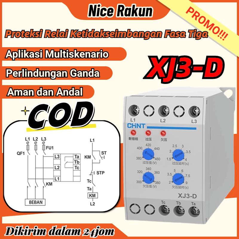Jual Phase Failure Relay Chint XJ3-D Chint Xj3D 308V AC Over Under ...