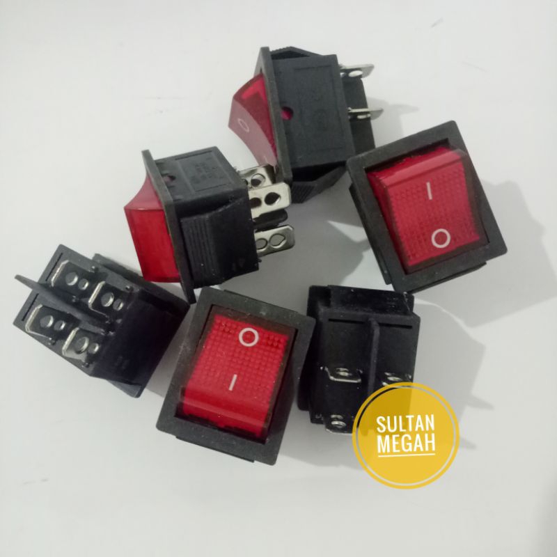 Jual SAKLAR ON/OF 4 PIN SWITCH MERAH HITAM BESAR | Shopee Indonesia
