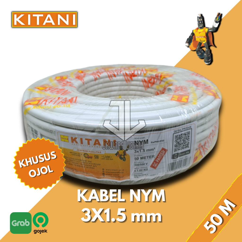 Jual KITANI KABEL NYM 3X1,5MM 50 METER/ROLL KHUSUS OJEK ONLINE | Shopee ...
