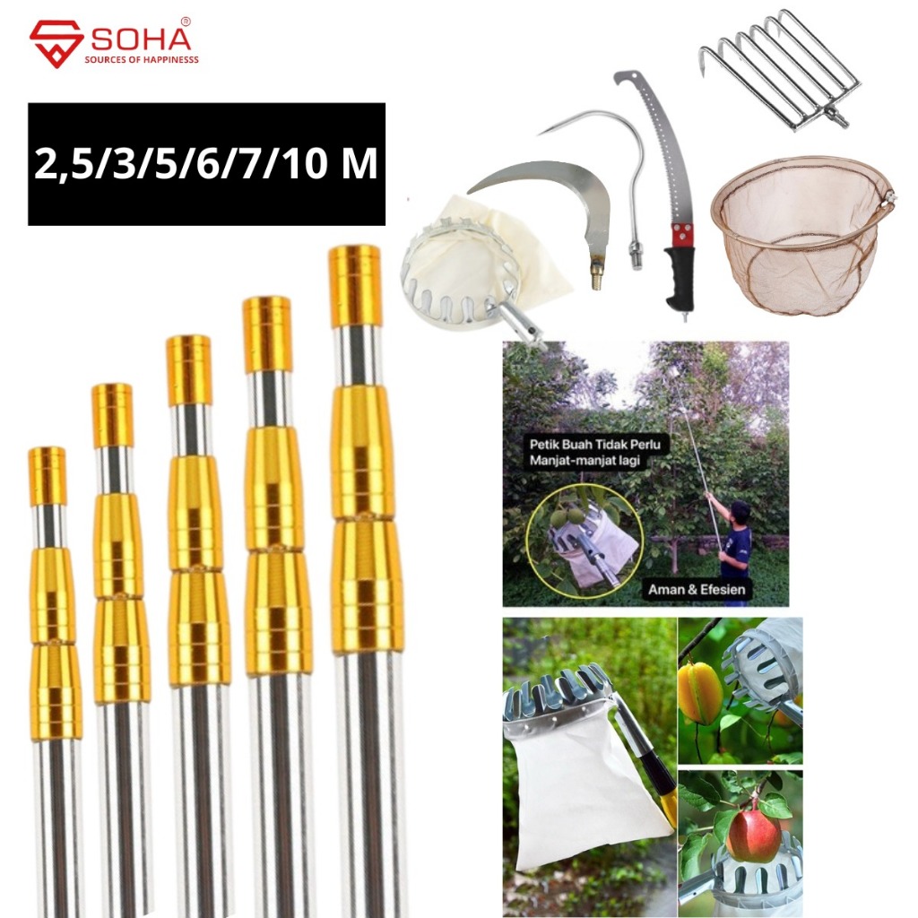Jual Paket Komplit Tongkat Petik Buah Serbaguna Bisa pemetik dan pemotong dahan pohon alat ...