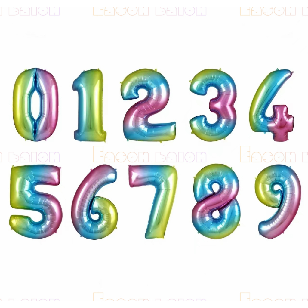 Jual BALON ANGKA RAINBOW WARNA 32inch | Shopee Indonesia