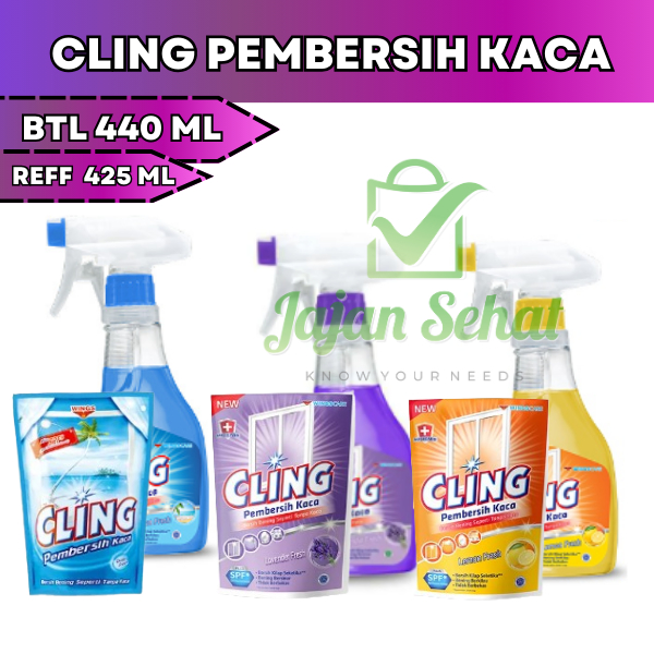 Jual Cling Pembersih Kaca 440ml (Botol) & 425ml (Refill) | Shopee Indonesia