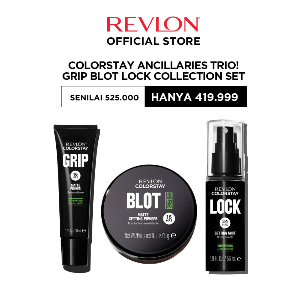 Jual Revlon ColorStay Ancillaries Trio! Grip Blot Lock Collection Set ...