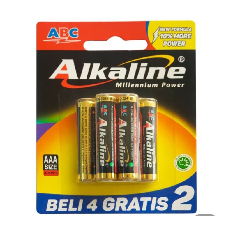 Jual ABC Alkaline Millenium Power Baterai AAA LR-03 4+2 pcs | Shopee ...
