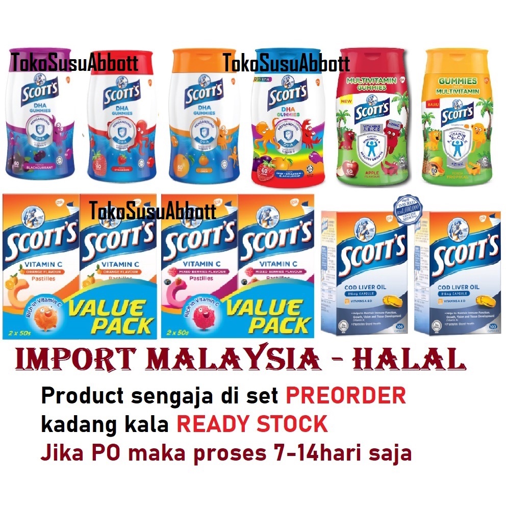 Jual Scott's Scott Scotts DHA Gummies Multivitamin Vitamin C Orange ...