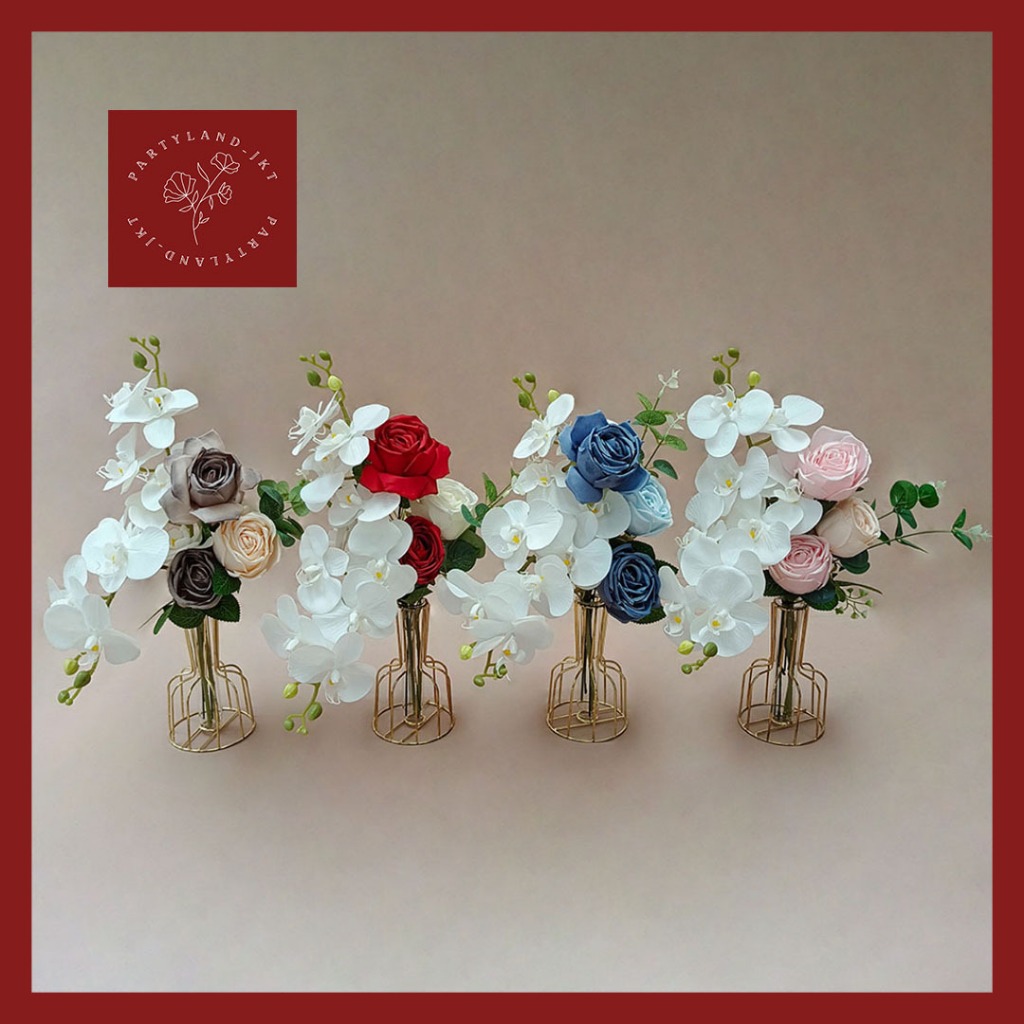 Jual 1 Set Bunga Anggrek Rose + Vas Nordic Bunga Hias Rumah Dekorasi ...