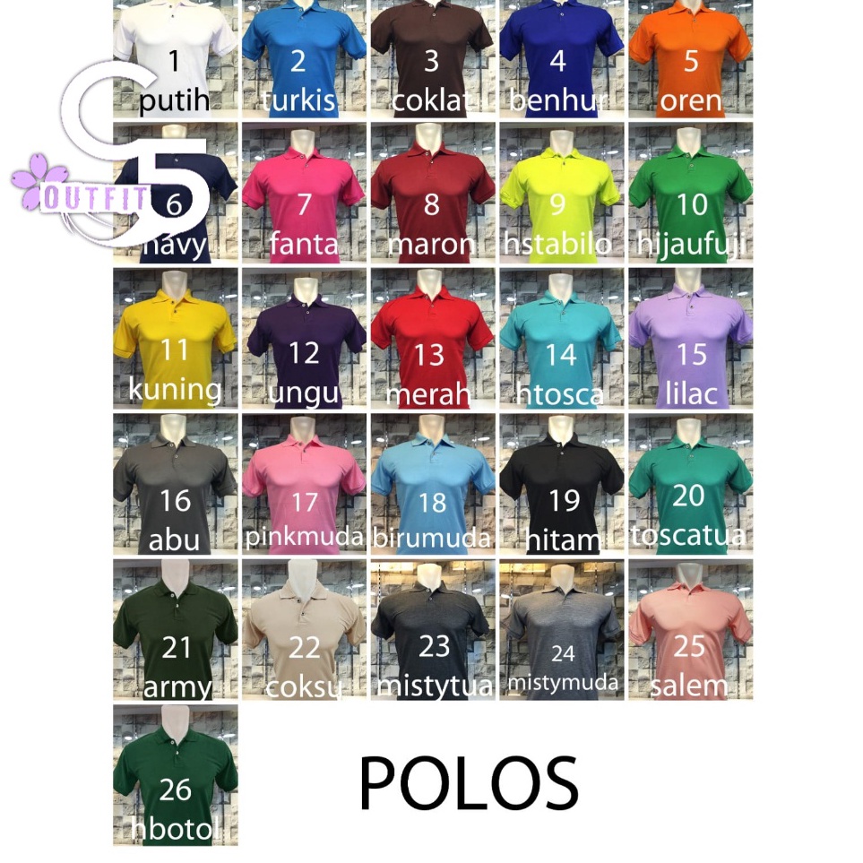Jual ART Y9V KAOS POLO SHIRT POLOS WARNA WARNI KOMBINASI WARNA POLO LIS ...