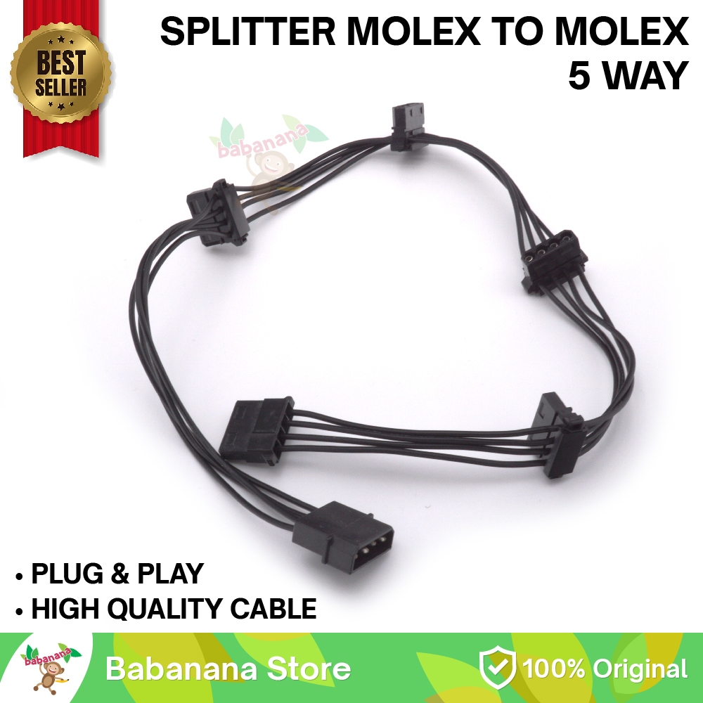 Jual MOLEX TO MOLEX 4PIN SPLITTER 5 WAY HUB KABEL CABANG EXTENSION ...