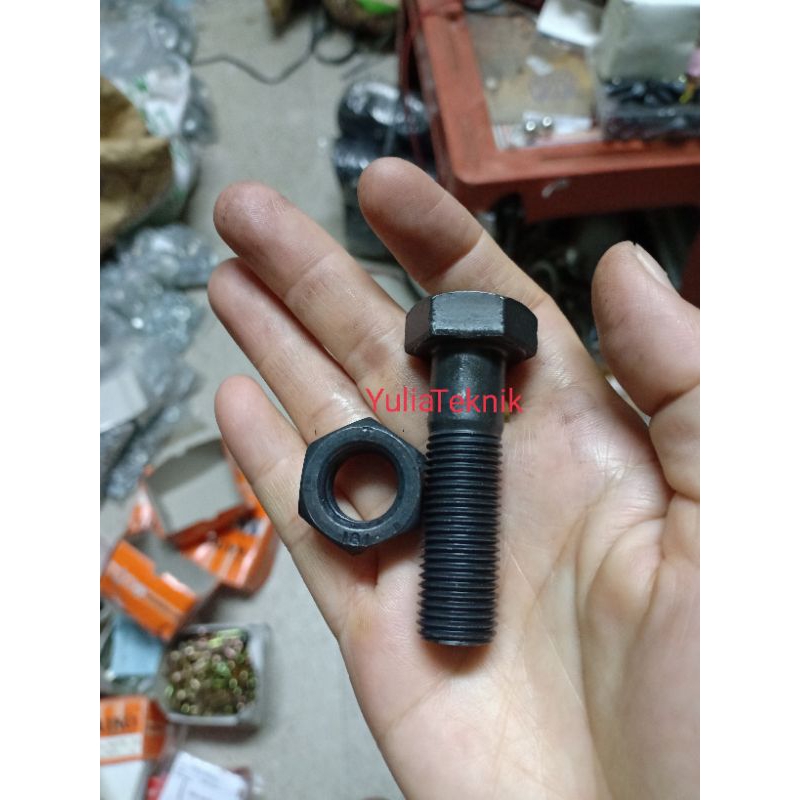 Jual baut mur 8.8 m14x50 1.5 drat halus kunci 22/ baut mur baja m14x50 1.5 drat halus / baut mur ...