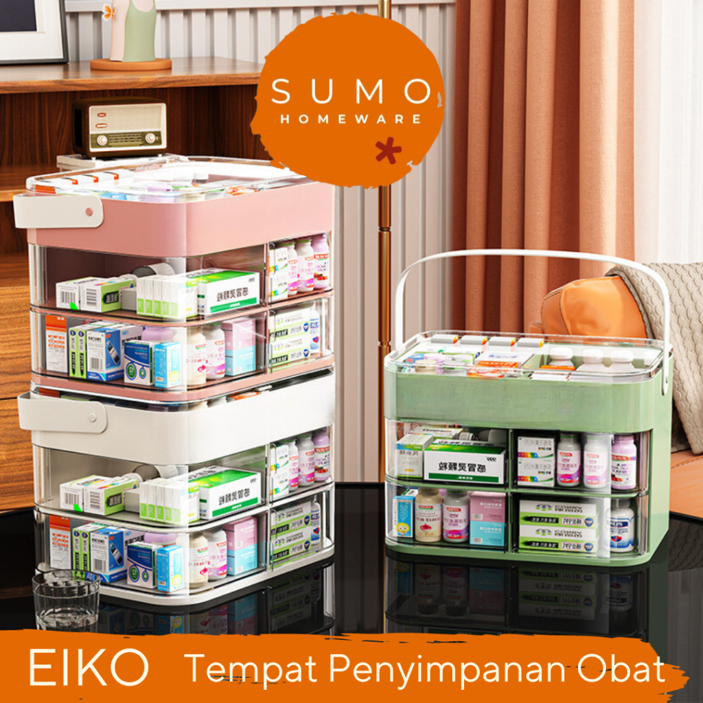 Jual |SUMO| EIKO Organiser Obat Obatan Minimalis Kotak P3K Serbaguna ...