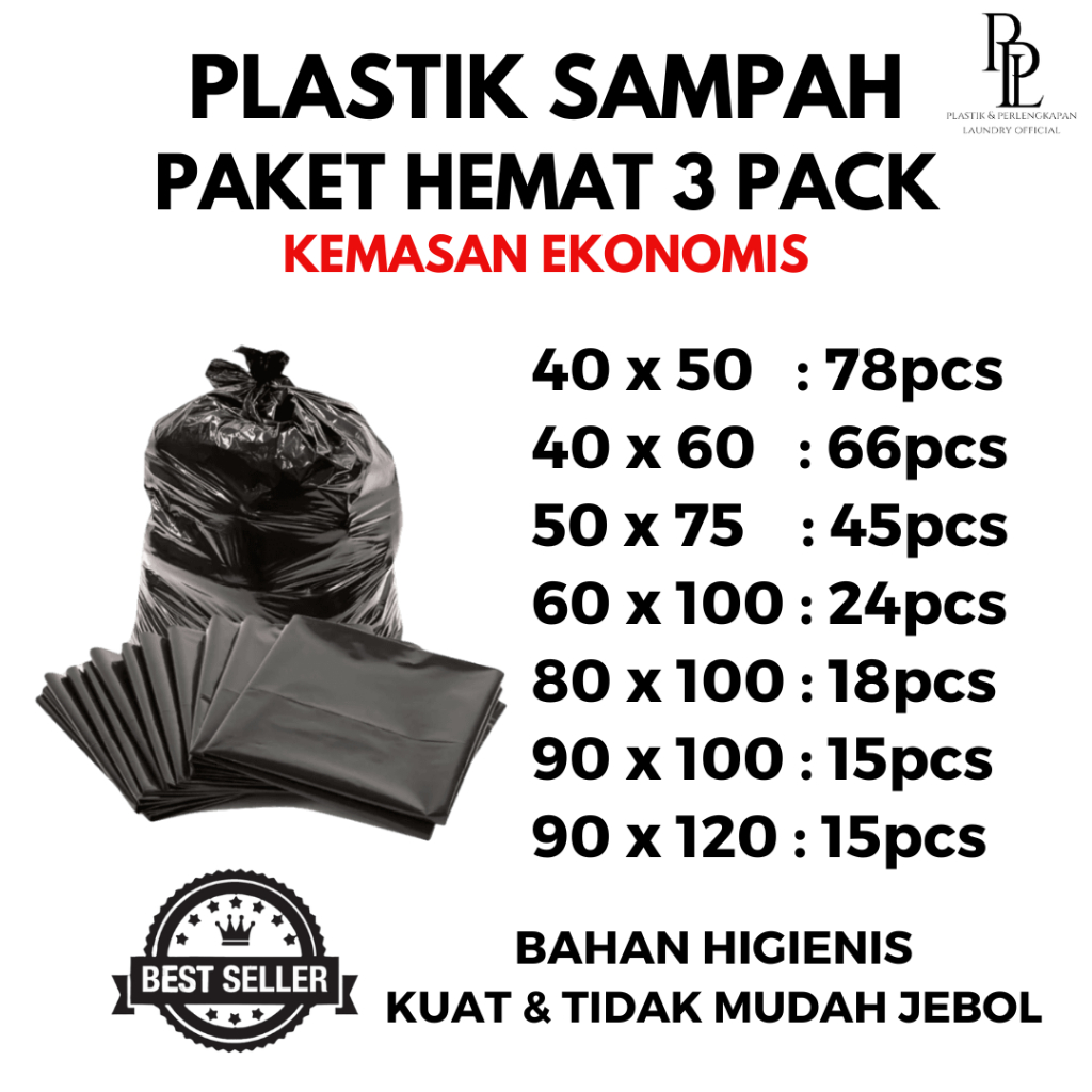 Jual Plastik Sampah Paket Hemat isi 3 Pack | Kantong Plastik Sampah ...