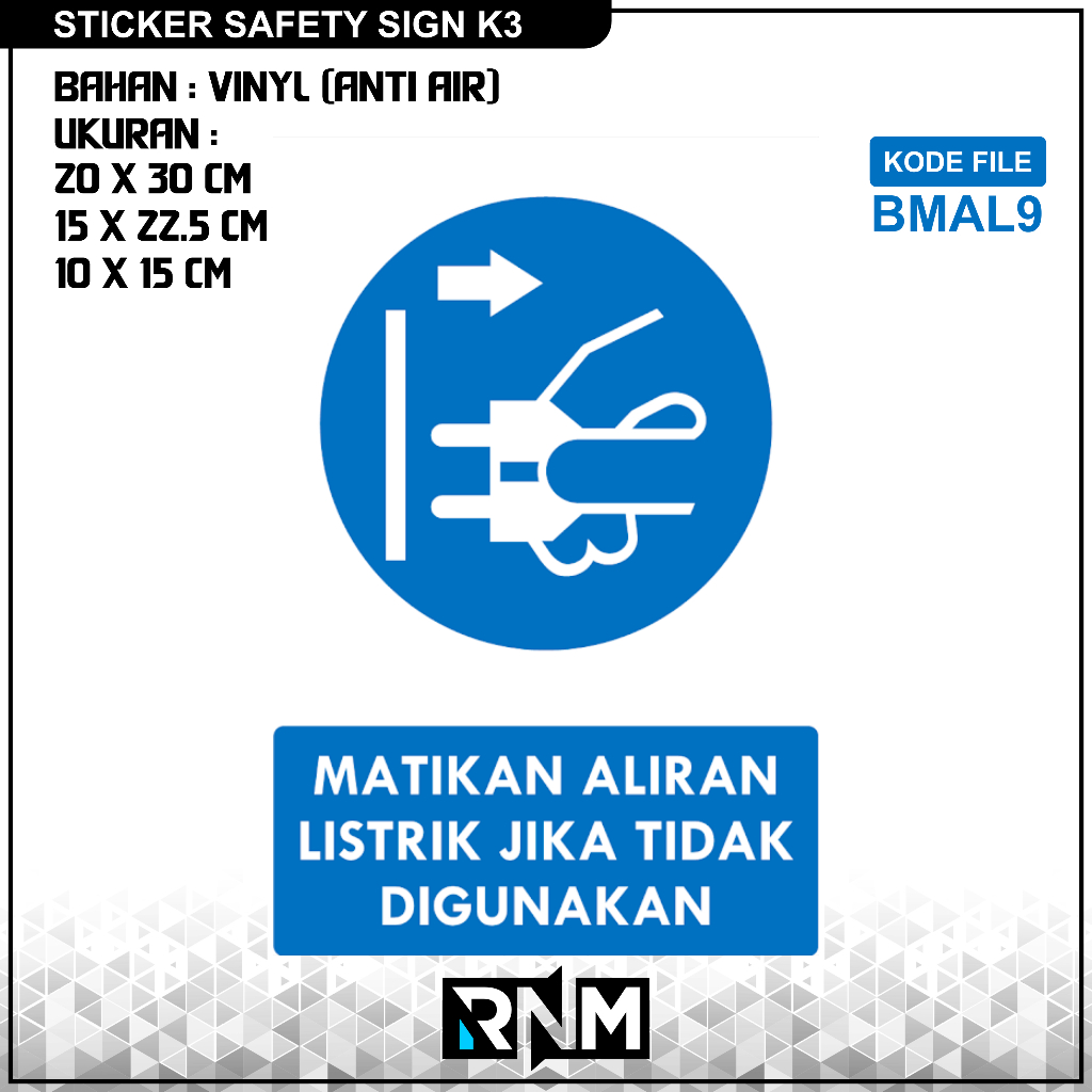 Jual TICKER SAFETY SIGN RAMBU K3 MATIKAN ALIRAN LISTRIK JIKA TIDAK ...