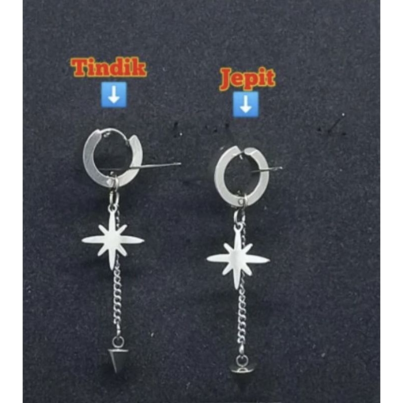 Jual Anting wanita pria anting korea gantung tindik capit | Shopee ...