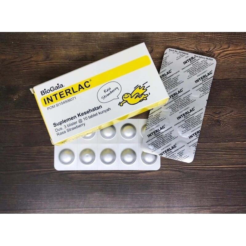 Jual INTERLAC KUNYAH RASA STRAWBERRY ( 3 strip@10 tablet ) | Shopee ...