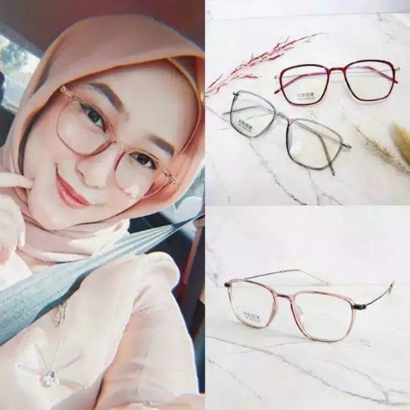Jual Frame Kacamata Minus Photocromic Normal Antiradiasi Blueray Bluecromic bahan Lentur Maudy ...